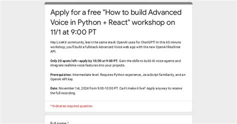 Were Hosting A Free Workshop On Building Your Own Advanced Voice With Python And React Livekit