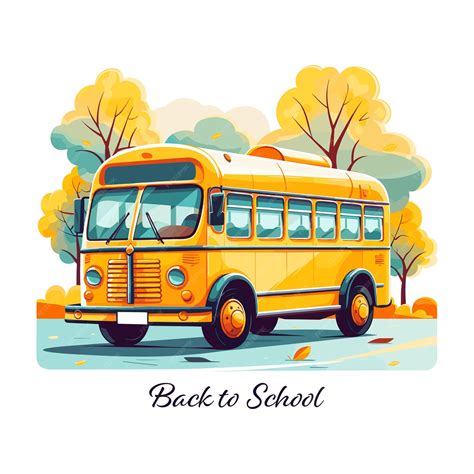 노란색 스쿨 버스 벡터 일러스트 레이 션 프리미엄 벡터