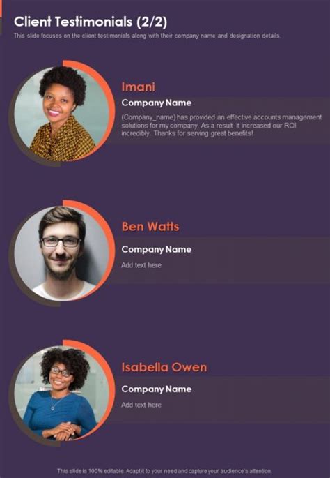 Client Testimonials Credit Control Process Proposal One Pager Sample Example Document