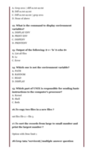 Solution Unix Multiple Choice Questions Answers Studypool