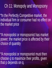 Econ 281 Chapter11 Pptx Ch 11 Monopoly And Monopsony In The