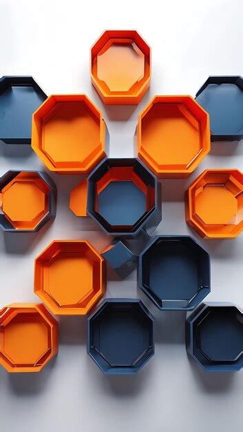 A Series Of Overlapping Hexagons Creating A Layered Geometric Design On A Plain White Background
