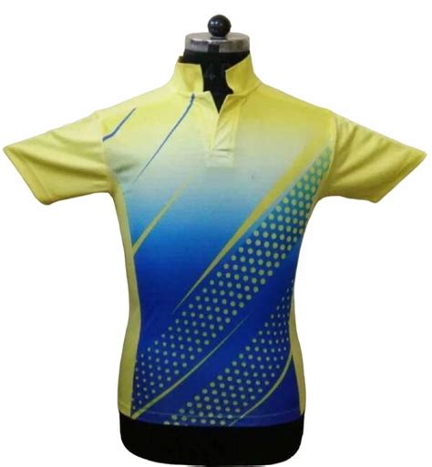 Printed Men Polyester Sublimation Sport T Shirt Large Polo Neck At Rs