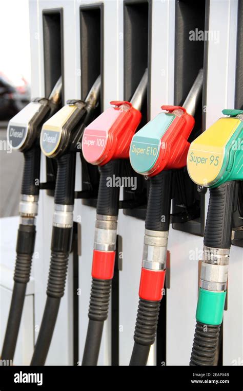 Gas Station With Different Types Of Fuel Stock Photo Alamy