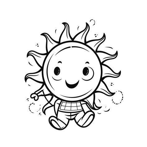 귀여운 태양 색칠 페이지 태양의 아이들을 위한 무료 인쇄 가능한 색칠 페이지 벡터 태양 에너지 도면 태양 에너지 개요 태양 에너지 스케치 Png 일러스트 및 벡터 에