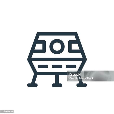 달 모듈 벡터 아이콘입니다 달 모듈 편집 가능한 스트로크 웹 및 모바일 앱 로고 인쇄 매체에 사용하기 위한 달 모듈 선형 기호입니다 얇은 선 그림 벡터 격리 된 윤곽선