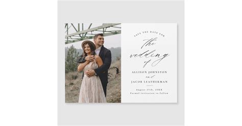 Elegant Script Photo Wedding Save The Date Magnetic Invitation Zazzle