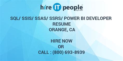 Sqlssisssasssrspower Bi Developer Resume Orange Ca Hire It