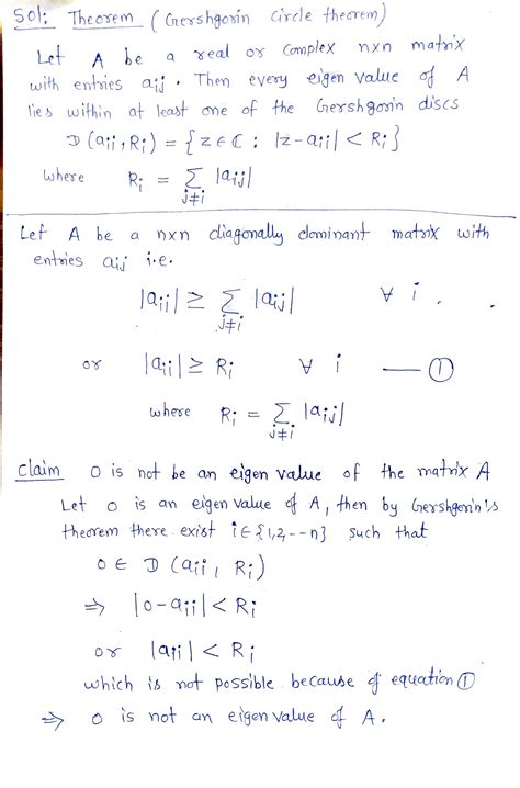 Solved Detailed Explanation Please Thank You Use Gershgorins Theorem Course Hero