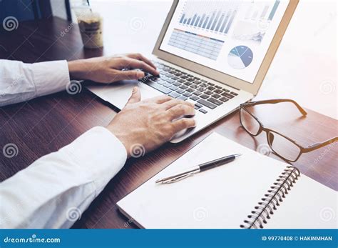 businessman using computer laptop in cafe shop business technoloy stock