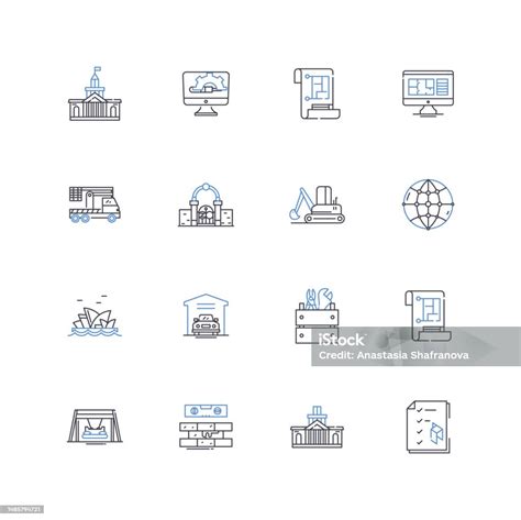 주거 정밀 검사 라인 아이콘 컬렉션입니다 개조 개조 재설계 리모델링 복원 업그레이드 재구성 벡터 및 선형 그림 회춘 화장 개편 개략 표시 세트 개선에 대한 스톡 벡터 아트