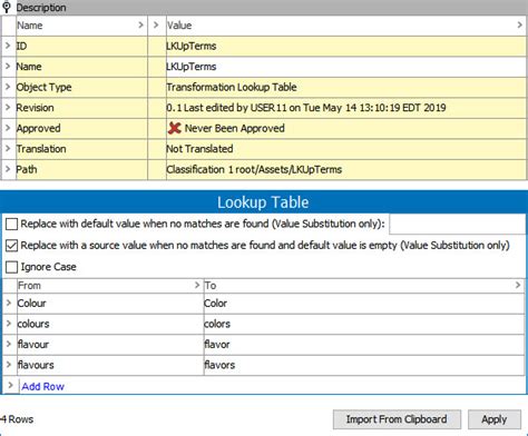 Configuring A Transformation Lookup Table