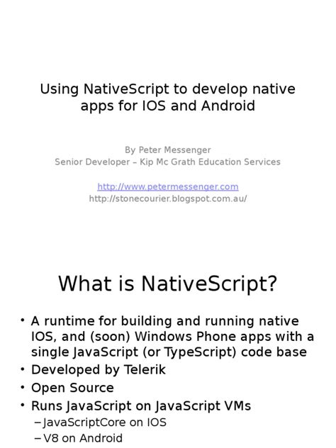 Using Nativescript To Develop Native Apps For Ios And Android Pdf Ios Digital Technology