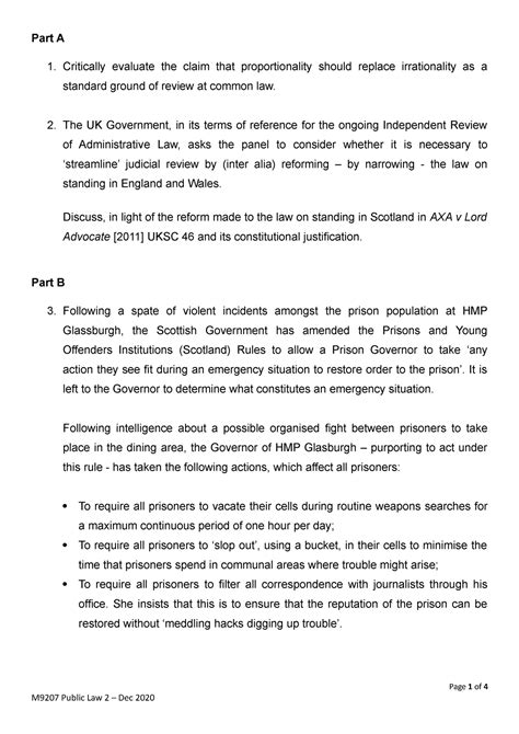 M9207 Public Law 2 Final Exam Paper Dec 2020 Part A Critically