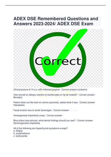 Adex Dse Remembered Questions And Answers Adex Dse Exam Adex Dse Remembered 2023 2024