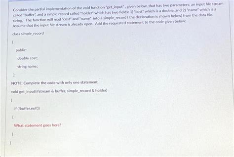 Solved Consider The Partial Implementation Of The Void