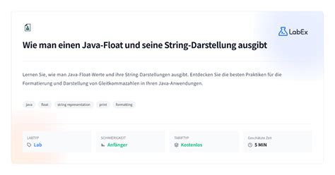 Wie Man Einen Java Float Und Seine String Darstellung Ausgibt Labex