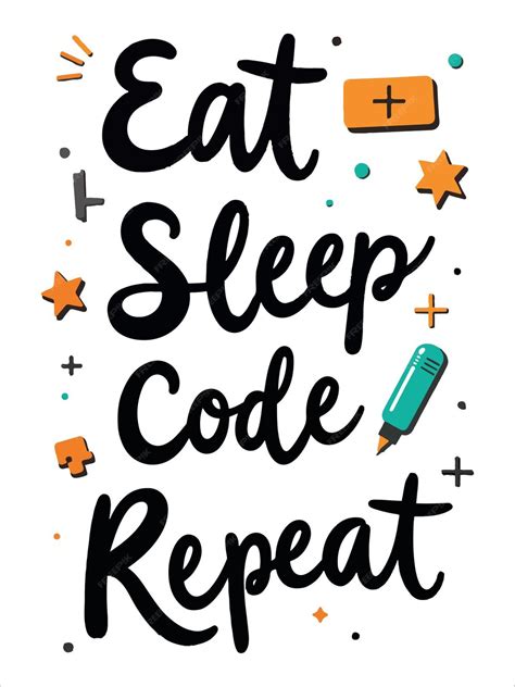 Simple Illustration Tshirt Design For Eat Sleep Code Repeat Premium