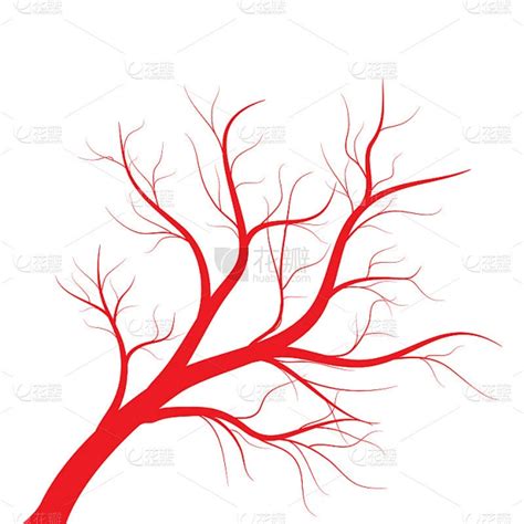 人体血管，白色背景上的红色血管设计。矢量图素材 花瓣网