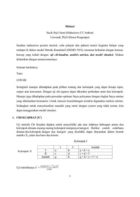 Contoh Soal Uji Chi Square Contoh Soal Terbaru