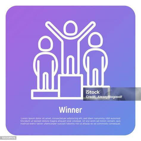 포디움 씬 라인 아이콘에서 우승자 챔피언 지도자 목표달성 벡터 그림입니다 0명에 대한 스톡 벡터 아트 및 기타 이미지 0명 1위 Championship Istock
