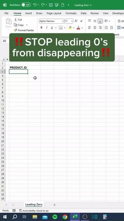 🟢leading Zero In Excel 🌿 📊 Leading Zeros In Excel Are Crucial For