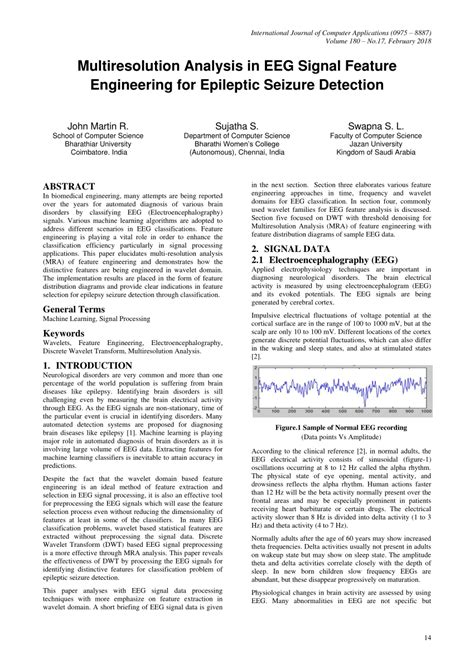 pdf multiresolution analysis in eeg signal feature engineering for epileptic seizure detection