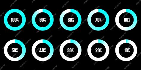 원형 진행률 표시줄 아이콘 세트 타이머 아이콘 다운로드 표시에 적합 플랫 요소 표시기 프리미엄 벡터