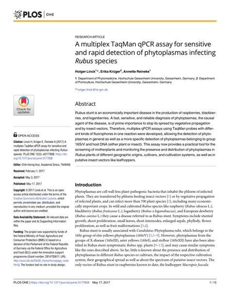 Pdf A Multiplex Taqman Qpcr Assay For Sensitive And Rapid Detection Of Phytoplasmas Infecting