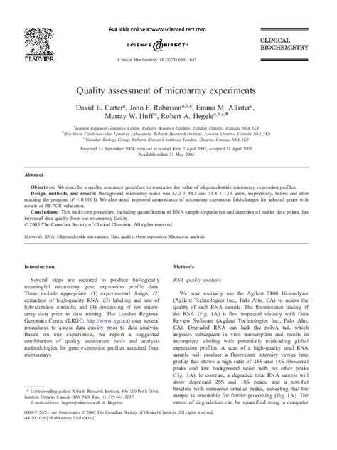 Pdf Quality Assessment Of Microarray Experiments