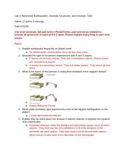 Lab 3 Worksheet EQs And Geo Structures And Time Docx Lab 4 Worksheet Earthquakes Geologic