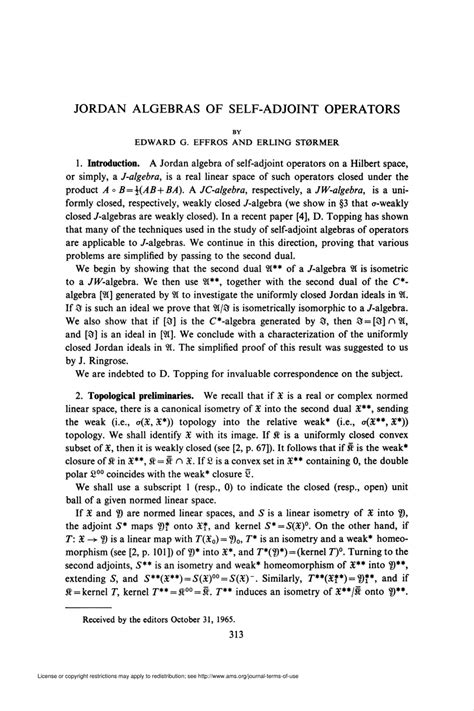 Pdf Jordan Algebras Of Self Adjoint Operators