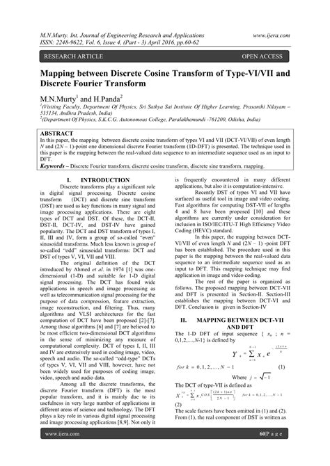 Mapping Between Discrete Cosine Transform Of Type Vivii And Discrete
