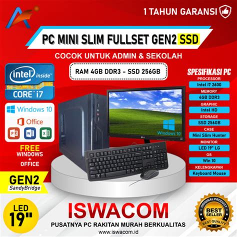 Jual Komputer Mini Pc Cpu Rakitan Core I7 Include Monitor Led 19 Inch Ram 4gb Kota