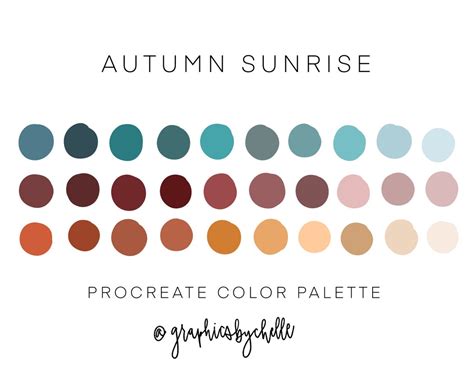 Autumn Sunrise Color Palette Procreate Swatches Color Palette IPad IPad Pro Procreate