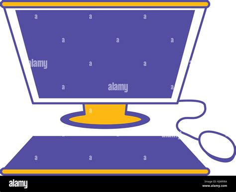 Computer With Keyboard And Mouse Icon Stock Vector Image Art Alamy