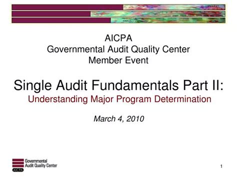 PPT AICPA Governmental Audit Quality Center Member Event Single Audit Fundamentals Part II