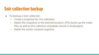 Backup Disaster Recovery For Solr PPT