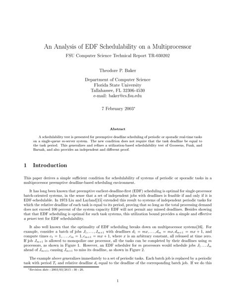 Pdf An Analysis Of Edf Schedulability On A Multiprocessor