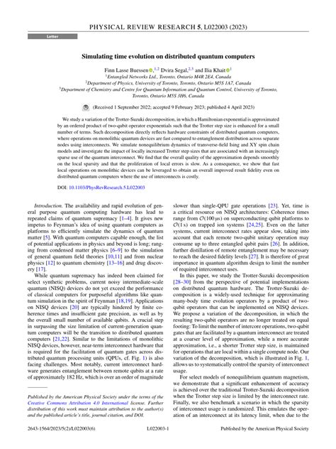 pdf simulating time evolution on distributed quantum computers