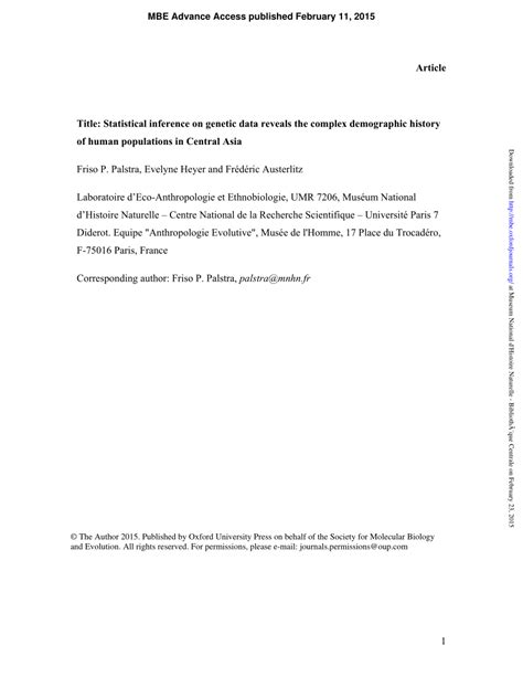 Pdf Statistical Inference On Genetic Data Reveals The Complex Demographic History Of Human