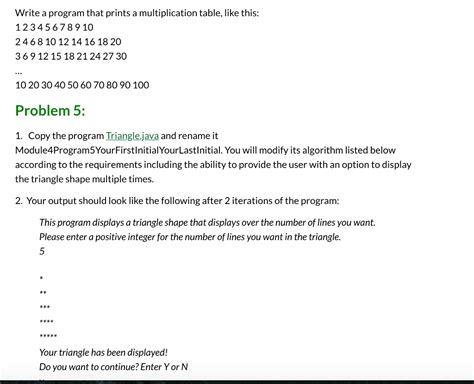 Solved Write A Program That Prints A Multiplication Table Chegg Com