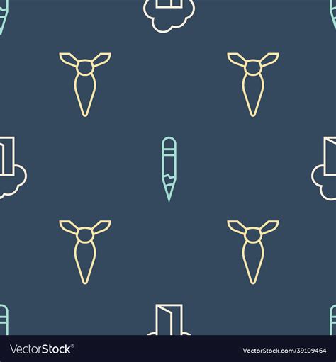 Set Line Cloud Database Tie And Pencil Royalty Free Vector