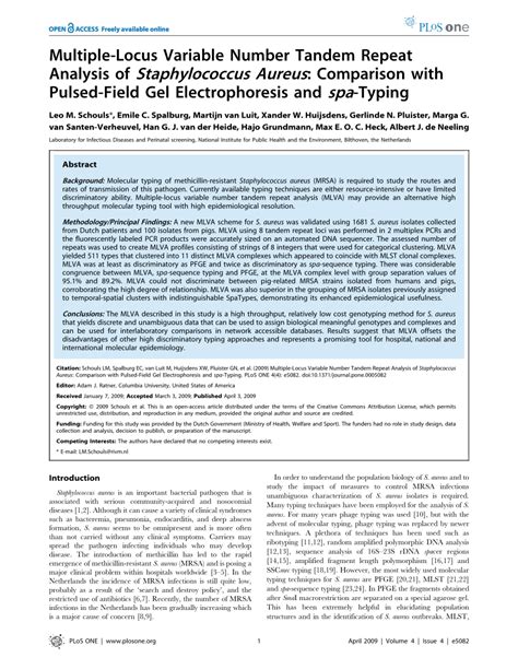 Pdf Multiple Locus Variable Number Tandem Repeat Analysis Of Staphylococcus Aureus Comparison