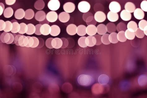 Out Of Focus Interior Decorated Lights Of A Cafe Restaurant In Pink And Magenta Color For