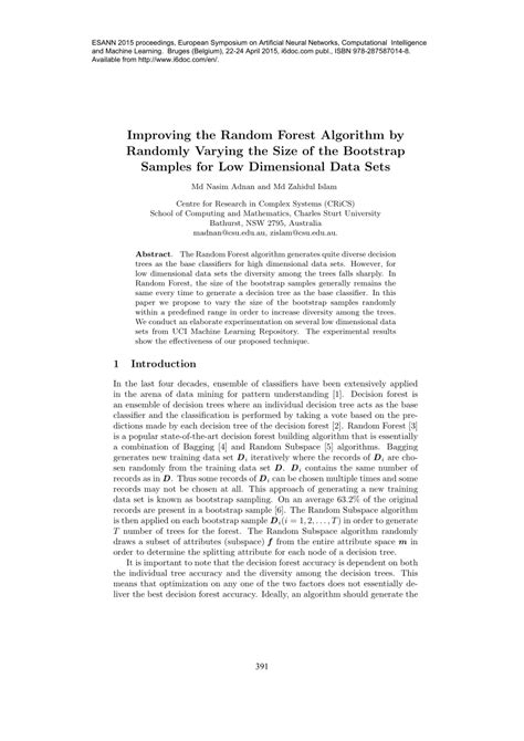 Pdf Improving The Random Forest Algorithm By Randomly Varying The Size Of The Bootstrap