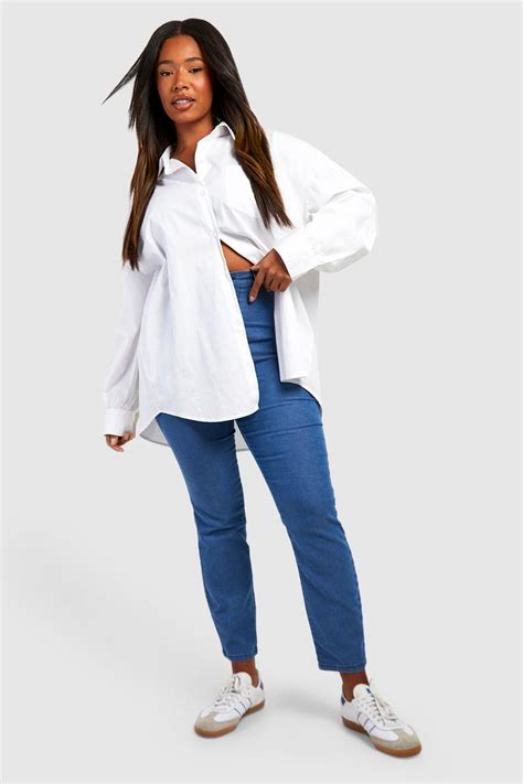 Plus Super High Waisted Power Stretch Jeans Boohoo Uk