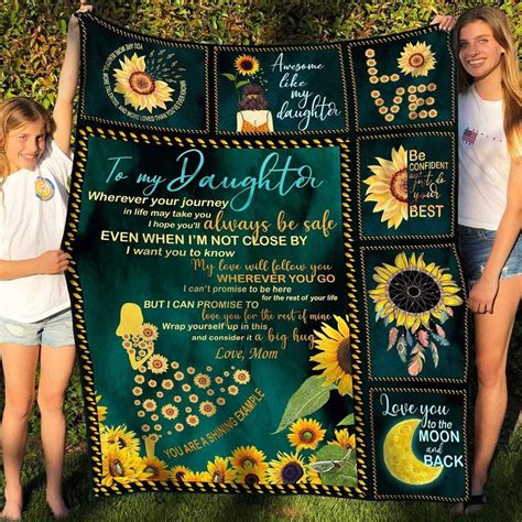 My Love Will Follow You Sunflower T For Daughter Blanket