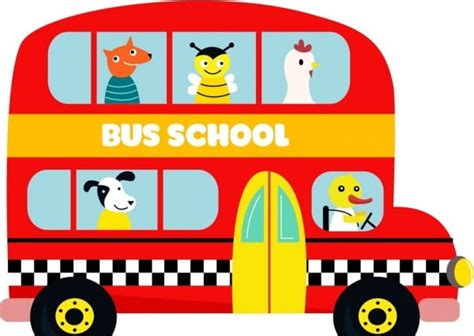 스쿨 버스 아이콘 다채로운 플랫 스케치 양식 된 만화 Eps Ai Uidownload