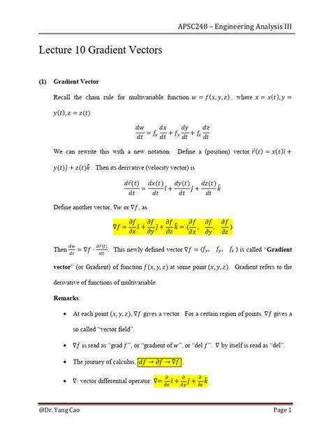 Lecture 10 Gradient Vectors Pdf Gradient Differential Geometry